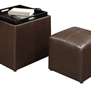 Convenience Concepts Designs4Comfort Park Avenue Single Ottoman with Stool, Espresso