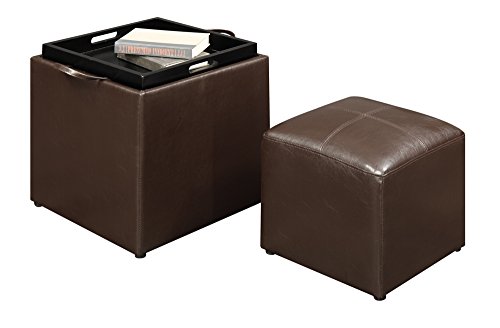 Convenience Concepts Designs4Comfort Park Avenue Single Ottoman with Stool, Espresso