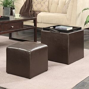 Convenience Concepts Designs4Comfort Park Avenue Single Ottoman with Stool, Espresso