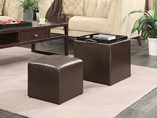 Convenience Concepts Designs4Comfort Park Avenue Single Ottoman with Stool, Espresso