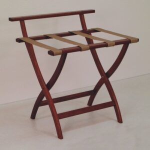 wooden mallet wallsaver luggage rack, mahogany, tan straps