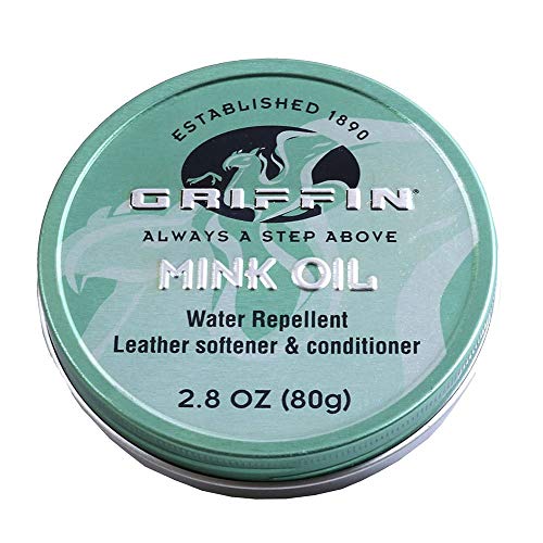 GRIFFIN Mink Oil - Leather Conditioner, Leather Softener, Water Repellent (Waterproofing) and Weather Protector - Shoes, Boots, Handbags and Leather Goods (2.8 oz) - Made in USA