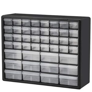 akro-mils 10144, 44 drawer plastic parts storage hardware and craft cabinet, 20-inch w x 6.37-inch d x 15.81-inch h, black