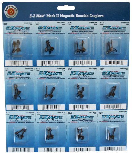 Bachmann Trains - E-Z MATE MARK II COUPLERS - MAGNETIC KNUCKLE COUPLERS with METAL COIL SPRING - UNDER SHANK - MEDIUM (12 pair/card) - HO Scale