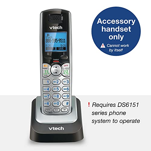 VTech DS6101 Accessory Cordless Handset, Silver/Black | Requires a DS6151 Series Phone System to Operate