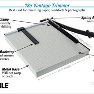 Dahle Vantage 18e Paper Trimmer, 18" Cut Length, 15 Sheet, Automatic Clamp, Adjustable Guide, Metal Base with 1/2" Gridlines, Guillotine Paper Cutter