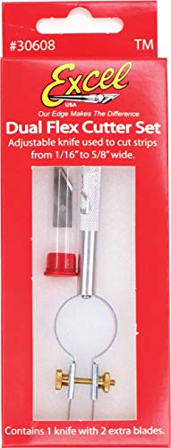 Excel Blades 30608 Dual Strip Cutter, Dual Twin Blade Knife Parallel Number 59 Blades, Adjustable Width Strip Cutter, Cutting Tool for Paper, Clay etc