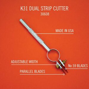 Excel Blades 30608 Dual Strip Cutter, Dual Twin Blade Knife Parallel Number 59 Blades, Adjustable Width Strip Cutter, Cutting Tool for Paper, Clay etc