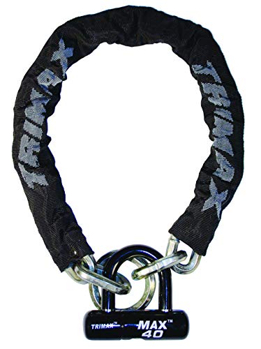 Trimax Thex Super Chain 3' 3" L with 12Mm Links & Max40 Disk Lock THEX3340, Wrap Packaging, Black