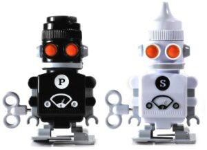 suck uk salt and pepper shakers | 2 salt and pepper shaker robots | funny kitchen gadgets & kitchen accessories | salt and pepper set for kitchen decor | novelty gifts | salt and pepper shakers funny