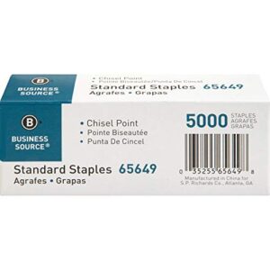 Business Source Chisel Point Standard Staples - Box of 5000 (65649), Silver