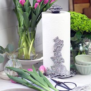 Arthur Court Aluminum Butterfly Garden Decorative Paper Towel Holder Metal Countertop 13 inch Standing Tall