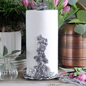 Arthur Court Aluminum Butterfly Garden Decorative Paper Towel Holder Metal Countertop 13 inch Standing Tall