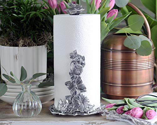 Arthur Court Aluminum Butterfly Garden Decorative Paper Towel Holder Metal Countertop 13 inch Standing Tall