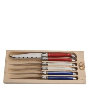 jean dubost laguiole 6pc knife set steak knives, multicolor