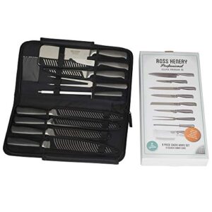 Ross Henery Professional Eclipse Premium stainless Steel 9 piece chefs knife set in carry case