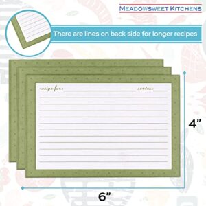 Meadowsweet Kitchens Recipe Card Set - 25 Double Sided Recipe Cards 4 x 6 Inch, Perfect Size Blank Cards for a Recipe Card Box, Make Your Own Personalized Recipe Book - European Garden