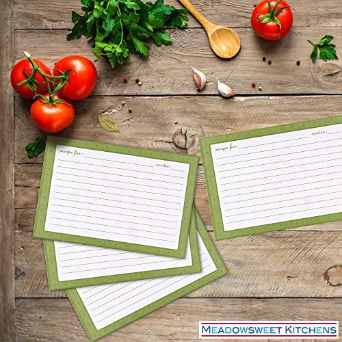 Meadowsweet Kitchens Recipe Card Set - 25 Double Sided Recipe Cards 4 x 6 Inch, Perfect Size Blank Cards for a Recipe Card Box, Make Your Own Personalized Recipe Book - European Garden