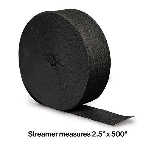 Creative Converting Touch of Color Crepe Paper Streamer Roll, 81-Foot, Black Velvet