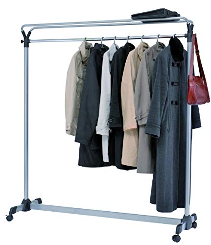 Alba Double-Sided High Capacity Mobile Garment Rack with 3 Metal and Plastic Hangers, Steel with Black Accents (PMGROUP3)