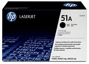 original hp 51a black toner cartridge works with hp laserjet p3005 series; hp laserjet m3027, m3035 mfp series q7551a