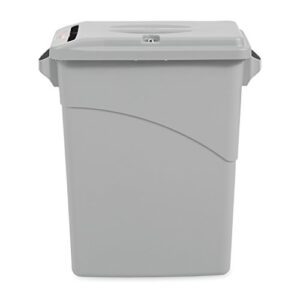 Rubbermaid Commercial Slim Jim Confidential Document Trash Can with Lid, 16 Gallon, Gray, FG9W2500LGRAY