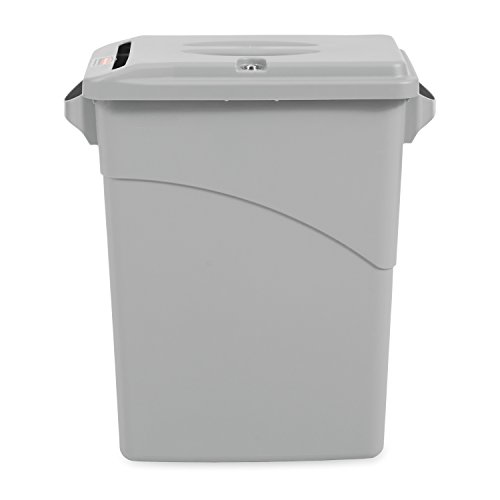 Rubbermaid Commercial Slim Jim Confidential Document Trash Can with Lid, 16 Gallon, Gray, FG9W2500LGRAY