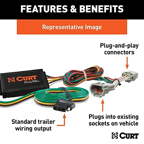 CURT 55562 Vehicle-Side Custom 4-Pin Trailer Wiring Harness, Fits Select Dodge Magnum