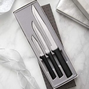 Rada Cutlery Housewarming Knife Gift Set – 3 Piece Stainless Steel Knives With Black Resin Stainless Steel Handles Made in the USA