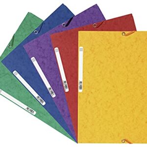 Exacompta - Ref 55515E - Europa Collection - Elasticated 3-Flap Folders - Suitable for A4 Documents, 400gsm Glossy Card - Assorted Colours (Pack of 10)