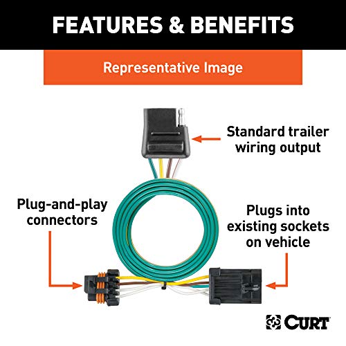 CURT 55256 Vehicle-Side Custom 4-Pin Trailer Wiring Harness, Fits Select Ford F-150, F-250