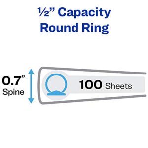 Avery Economy View 3 Ring Binder, 0.5" Round Rings, 1 White Binder (05706)