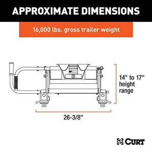 CURT 16516 E16 5th Wheel Slider Hitch for Short Bed Trucks, 16,000 lbs