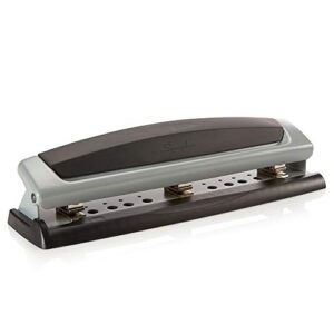 swingline desktop hole punch, 2- 3 hole puncher, precision pro, 10 sheet punch capacity, adjustable, black/silver (74037)