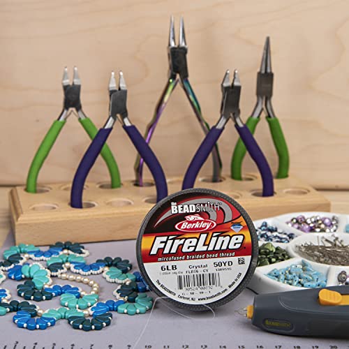 The Beadsmith Fireline by Berkley – Micro-Fused Braided Thread – 6lb. Test, .006”/.15mm Diameter, 50 Yard Spool, Crystal Color – Super Strong Stringing Material for Jewelry Making and Bead Weaving