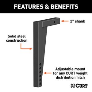 CURT 17125 Replacement Weight Distribution Hitch Shank, 2-Inch Receiver, 14-1/2-Inch Drop , black