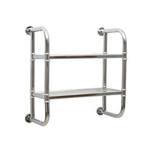 organize it all 2 tier chrome pipe mounted tempered glass bathroom storage shelf