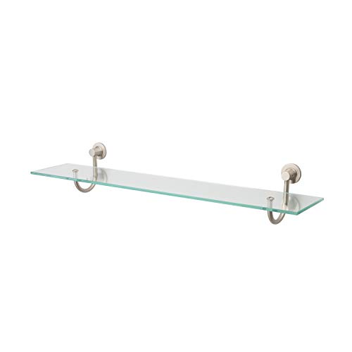 Organize It All Mounted Tempered Glass Shelf with Satin Nickel Mounts