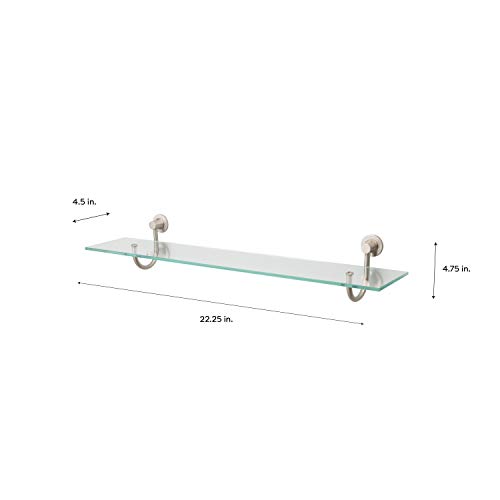 Organize It All Mounted Tempered Glass Shelf with Satin Nickel Mounts