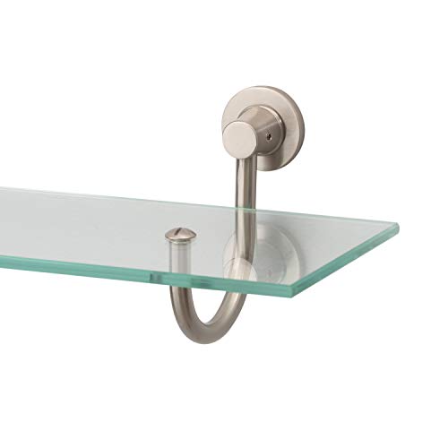 Organize It All Mounted Tempered Glass Shelf with Satin Nickel Mounts