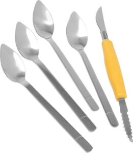 trudeau stainless steel grapefruit 5-piece set, yellow