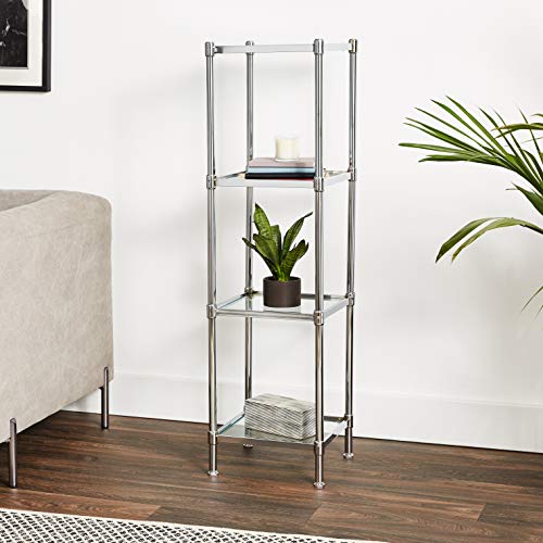 Organize It All 4 Tier Tempered Glass Freestanding Bathroom Storage Tower