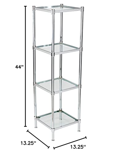 Organize It All 4 Tier Tempered Glass Freestanding Bathroom Storage Tower