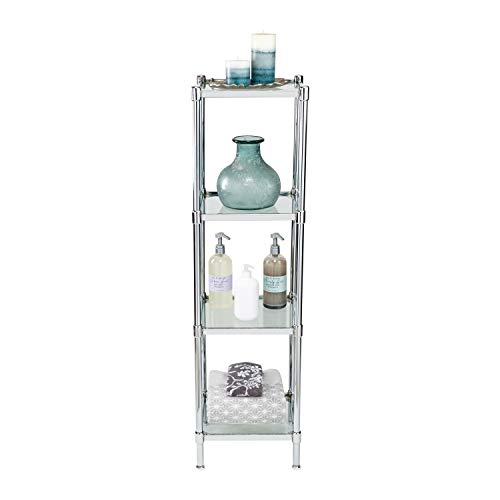 Organize It All 4 Tier Tempered Glass Freestanding Bathroom Storage Tower