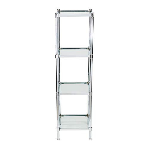 Organize It All 4 Tier Tempered Glass Freestanding Bathroom Storage Tower