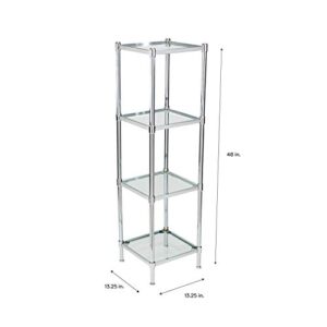 Organize It All 4 Tier Tempered Glass Freestanding Bathroom Storage Tower