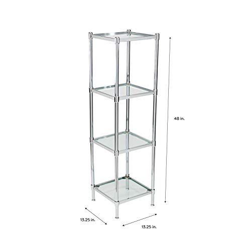 Organize It All 4 Tier Tempered Glass Freestanding Bathroom Storage Tower