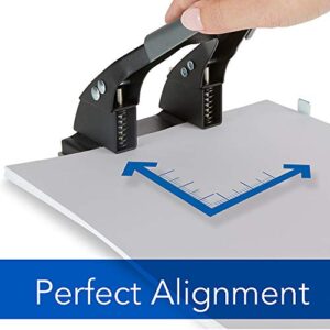 Swingline 2 Hole Punch, Comfort Handle Two Hole Puncher, 28 Sheet Punch Capacity, 50% Reduced Effort, Includes Alignment Guide, Black (74050)