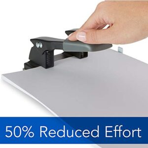 Swingline 2 Hole Punch, Comfort Handle Two Hole Puncher, 28 Sheet Punch Capacity, 50% Reduced Effort, Includes Alignment Guide, Black (74050)