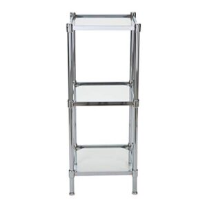 Organize It All 3 Tier Tempered Glass Freestanding Bathroom Storage Tower 13.25 x 13.25 x 31 inches